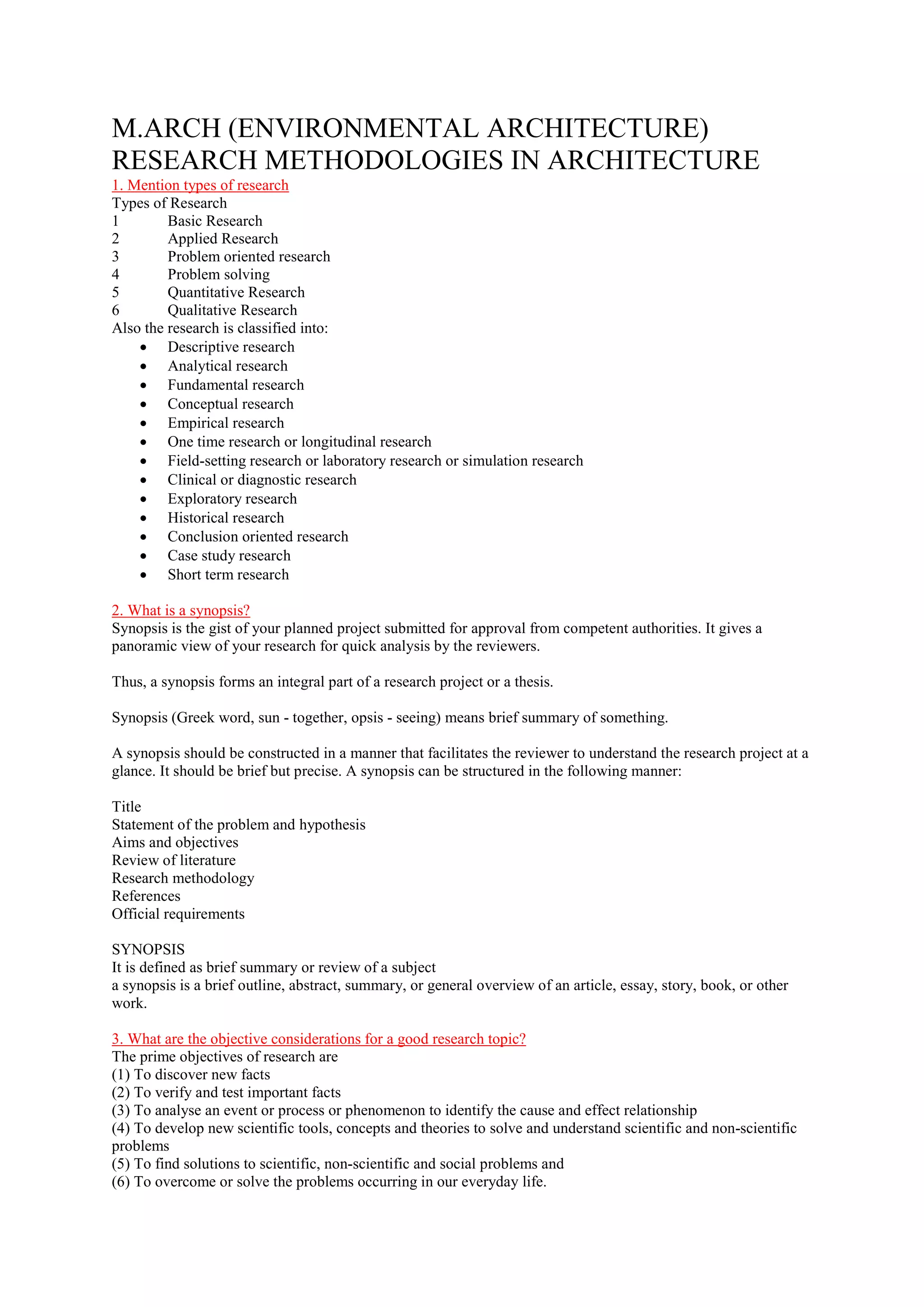 Research methodoligies in architecture | PDF