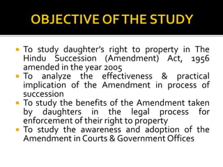 Study on Daughter's right to property | PPTX
