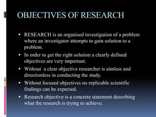 Research meaning, Definition, Purpose, Objectives and Process. | PPTX