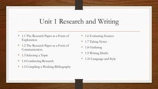 Unit 1 Research and Writing | PPTX | Technology & Computing