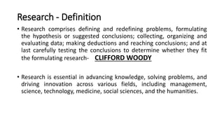 Research Methodology, Objectives, Types and Significance of Research | PPTX