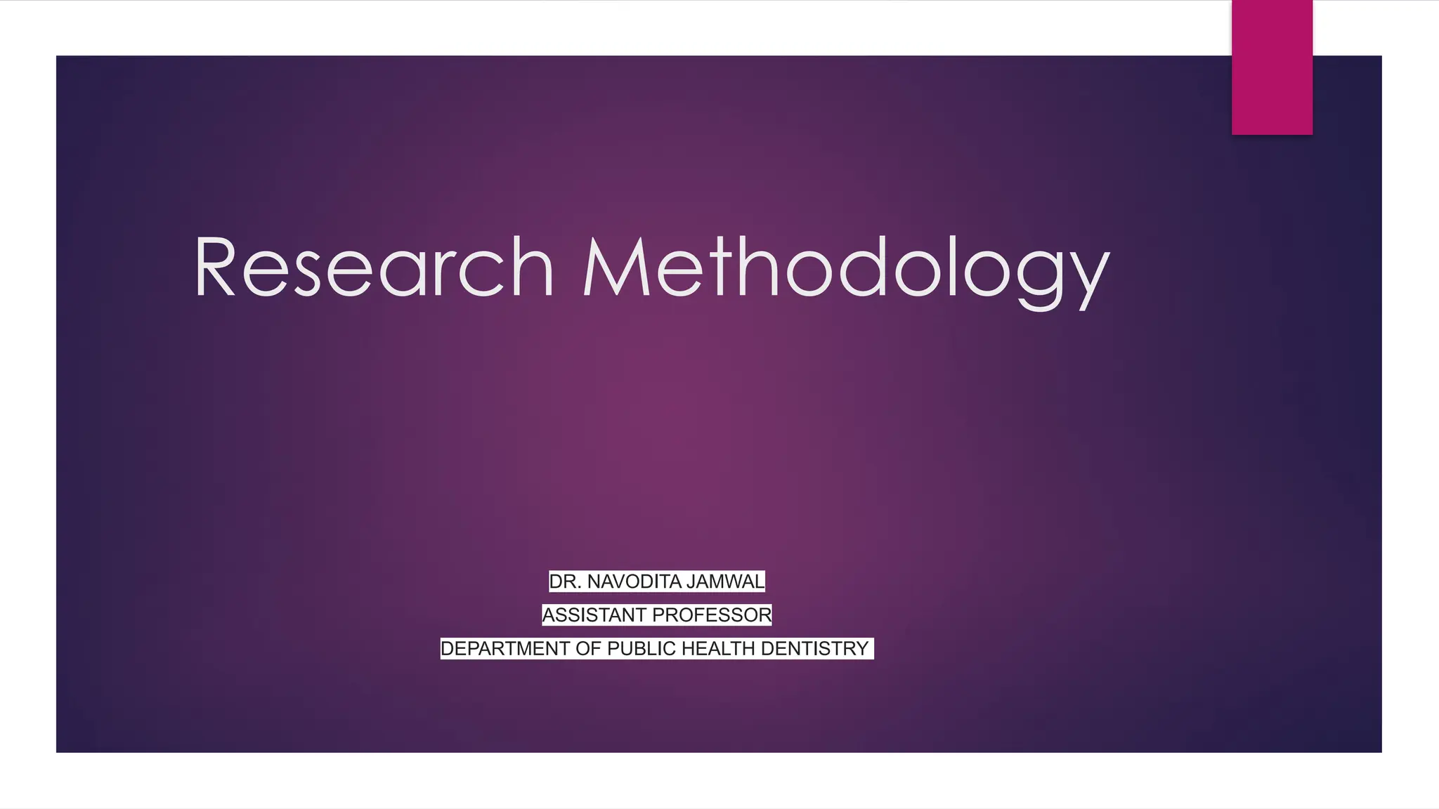 Research Methodology presentation learning concepts | PPT