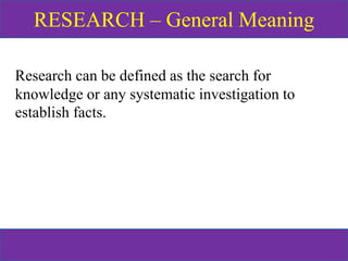 Research methodology introduction & types of research | PPT