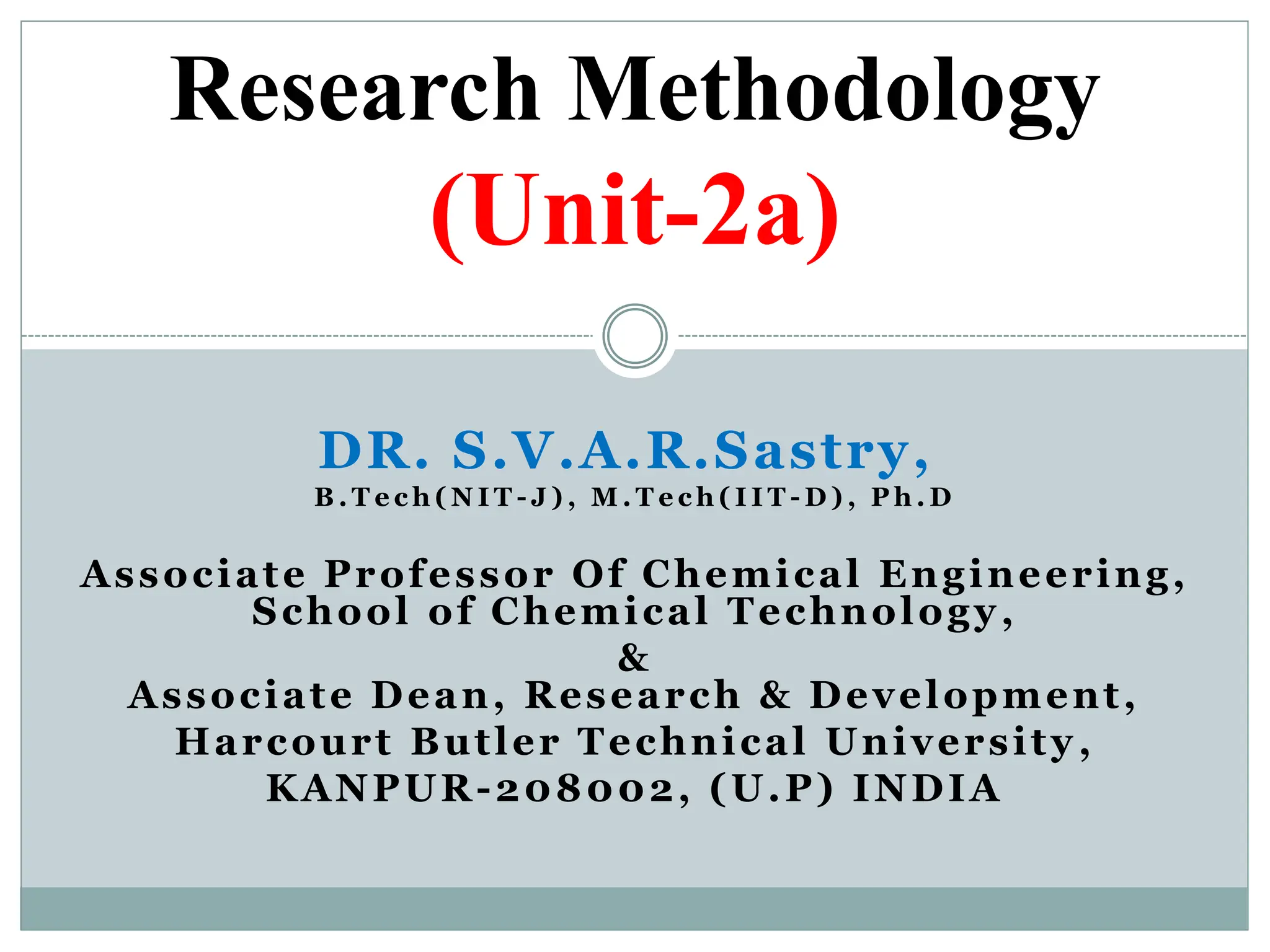 Research Methodology Course - Unit 2a . ppt | PPT