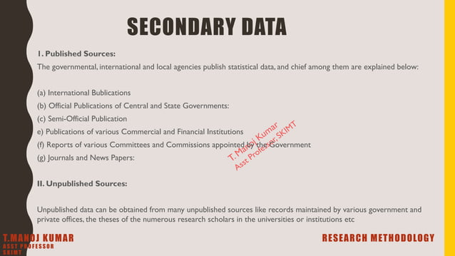 Research methodology unit ii-data collection | PPT