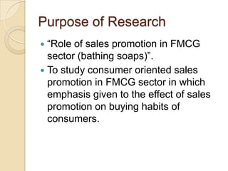 role of sales promotion in FMCG Sector (Bathing Soaps) | PPTX