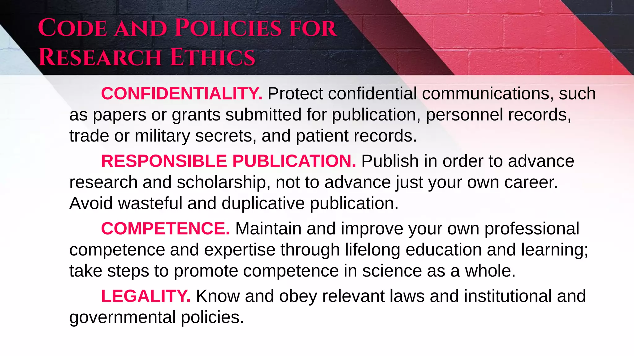 Research Methodology Code of Ethics | PDF