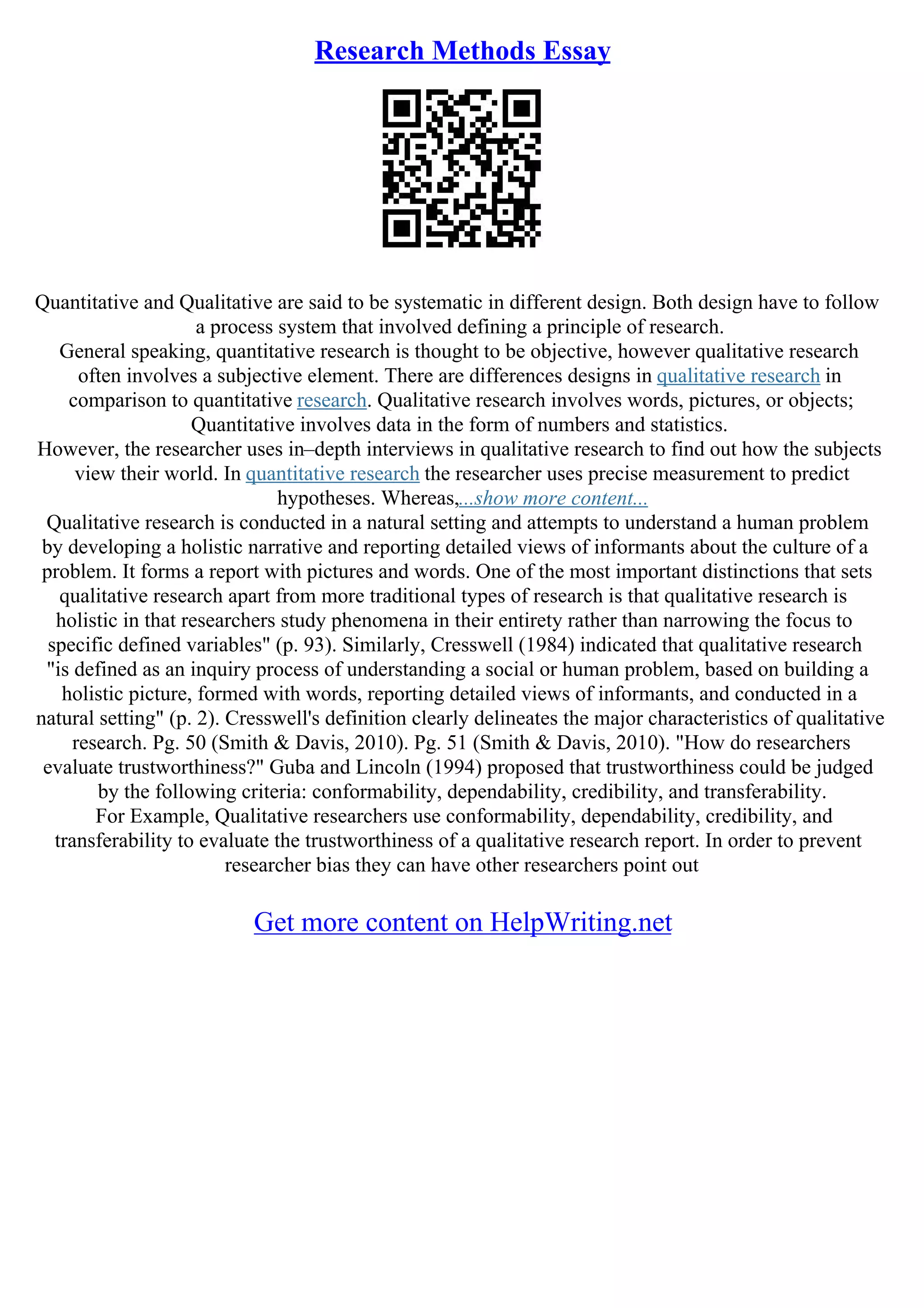 Research Methodology Essay | PDF