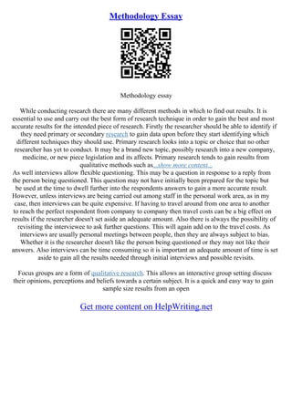 Research Methodology Essay | PDF