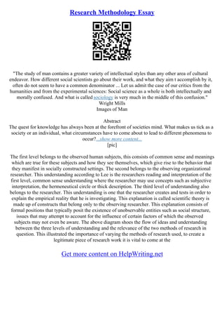 Research Methodology Essay | PDF