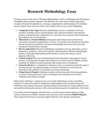 Research Methodology Essay. Ashland University | PDF