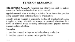 Research methodology introduction & Types of Research | PDF