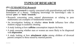 Research methodology introduction & Types of Research | PDF