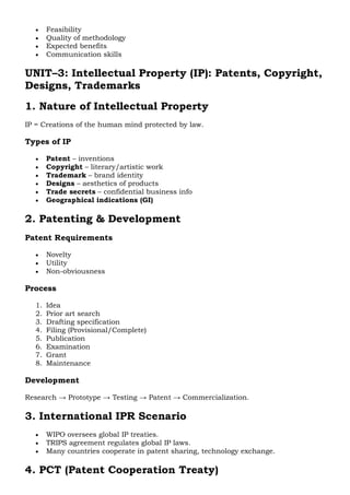 Research Methodology & IPR Complete Notes | PDF