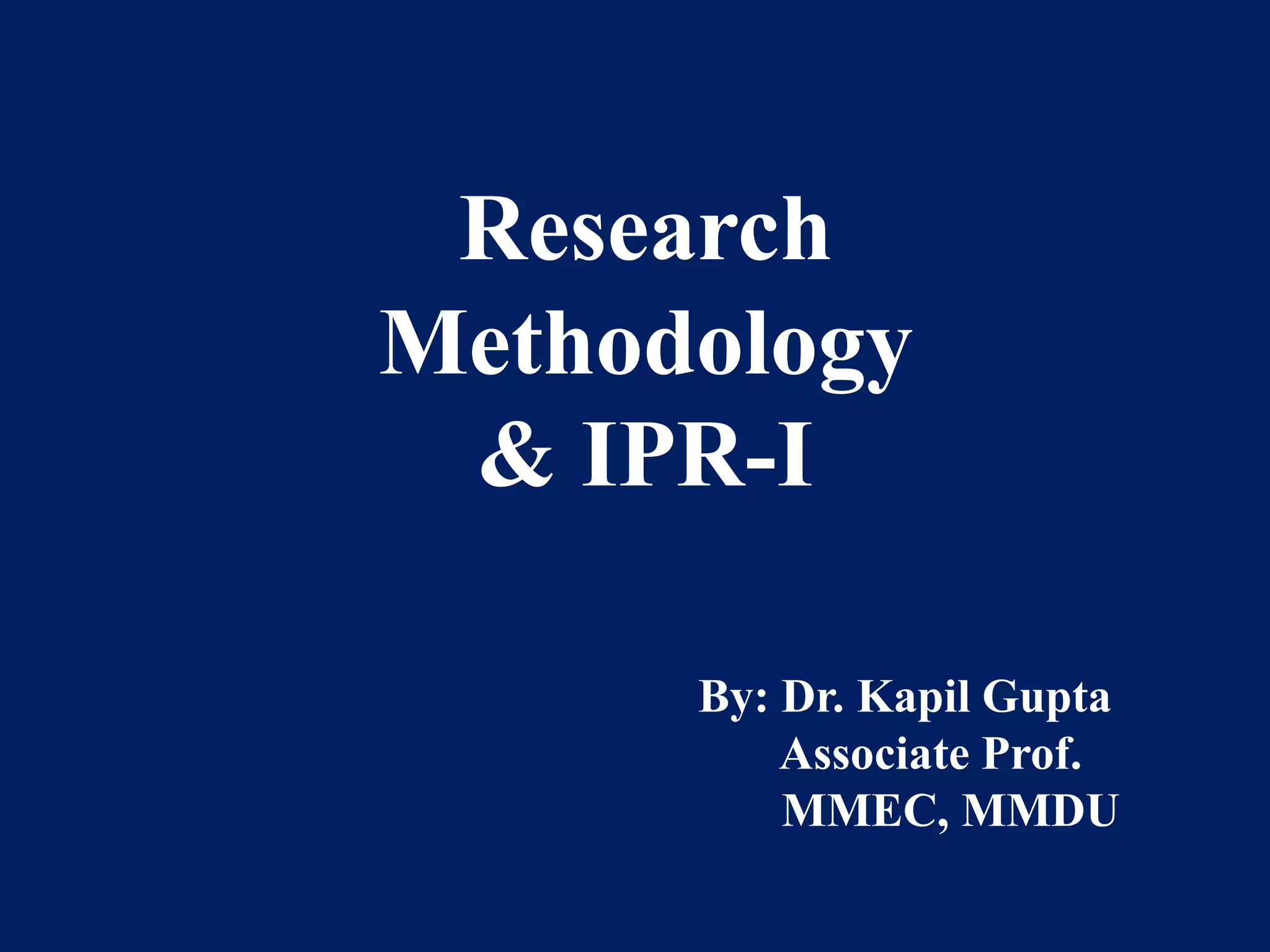Research Methodology & IPR-I | PDF