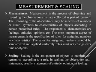 Measurement and Scales in Research Methodology | PPTX