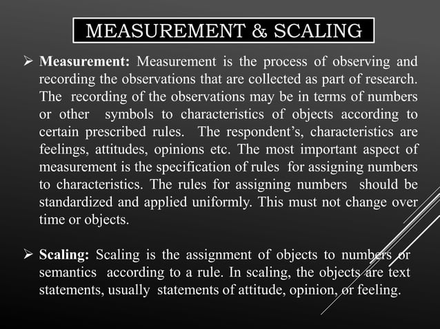 Measurement and Scales in Research Methodology | PPTX