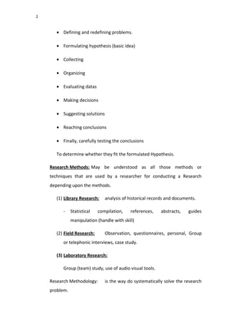 Research methodology notes | DOC