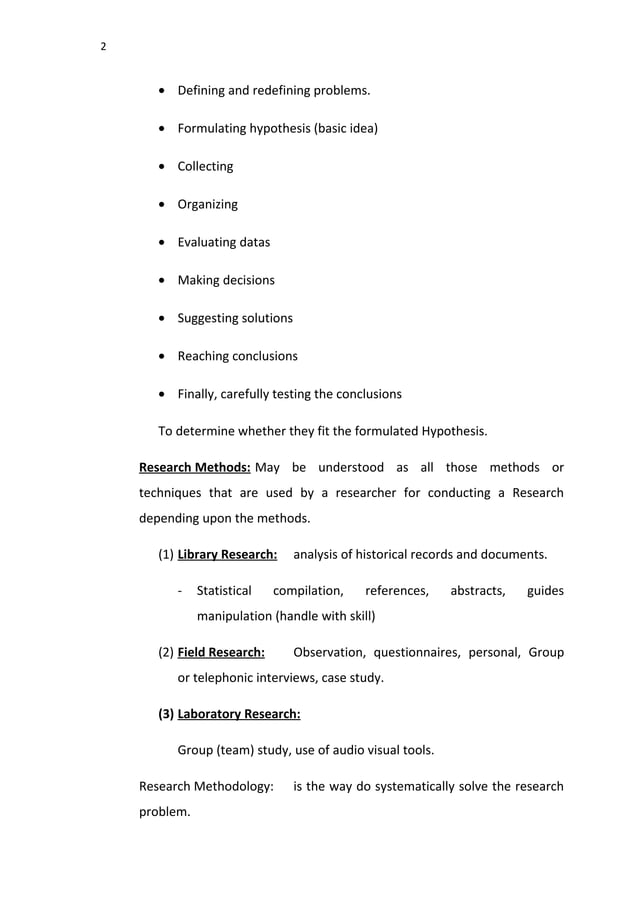 Research methodology notes | DOC