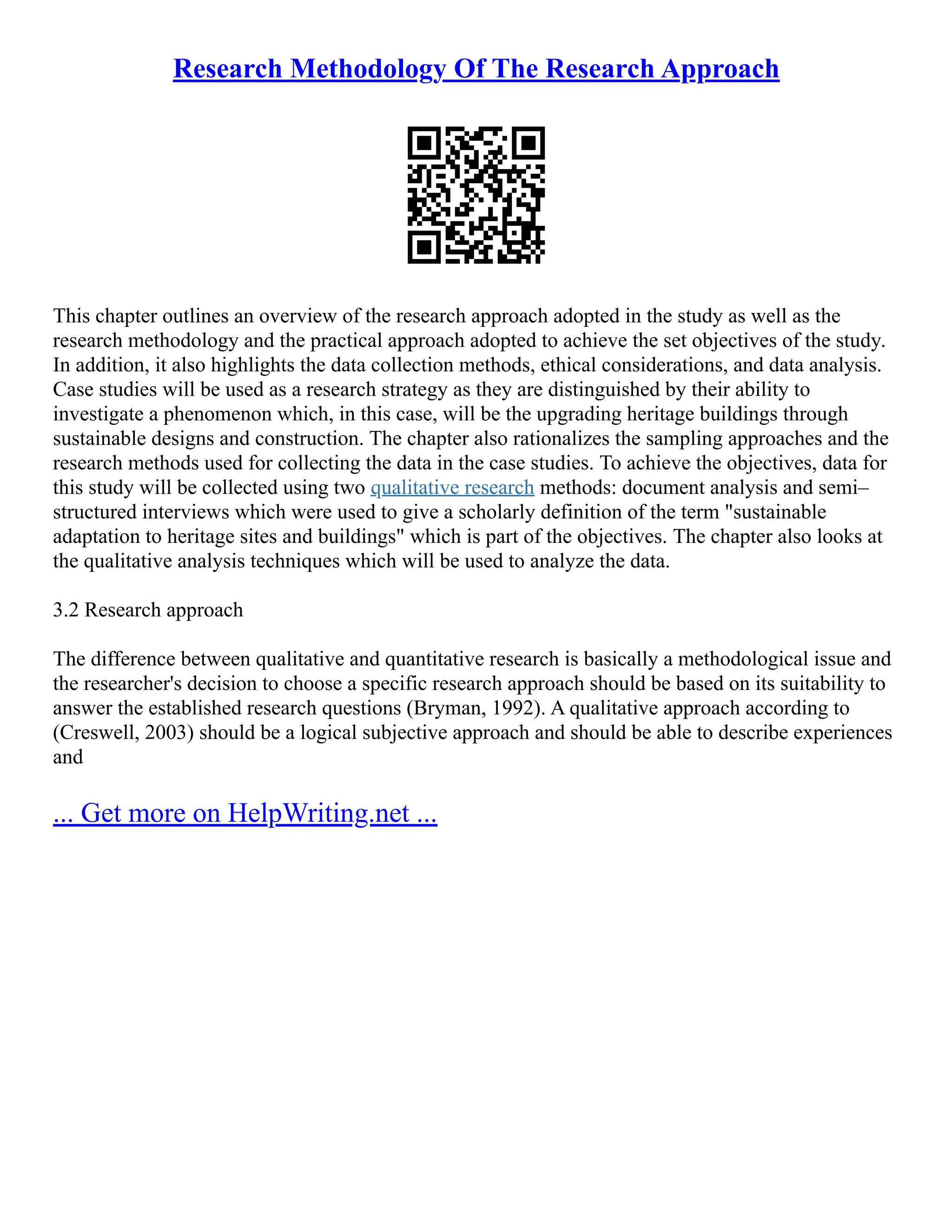 Research Methodology Of The Research Approach | PDF