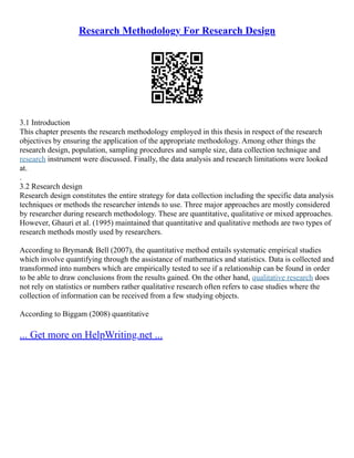 Research Methodology Of The Research Approach | PDF