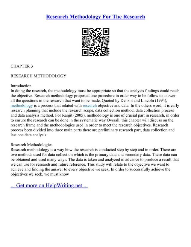 Research Methodology Of The Research Approach | PDF