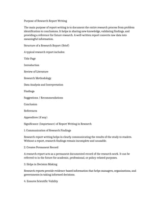 Comprehensive Guide to Research Report Writing: Structure, Purpose, and ...