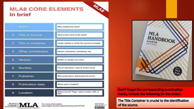 "MLA Handbook 8th Edition: An Overview" | PPTX