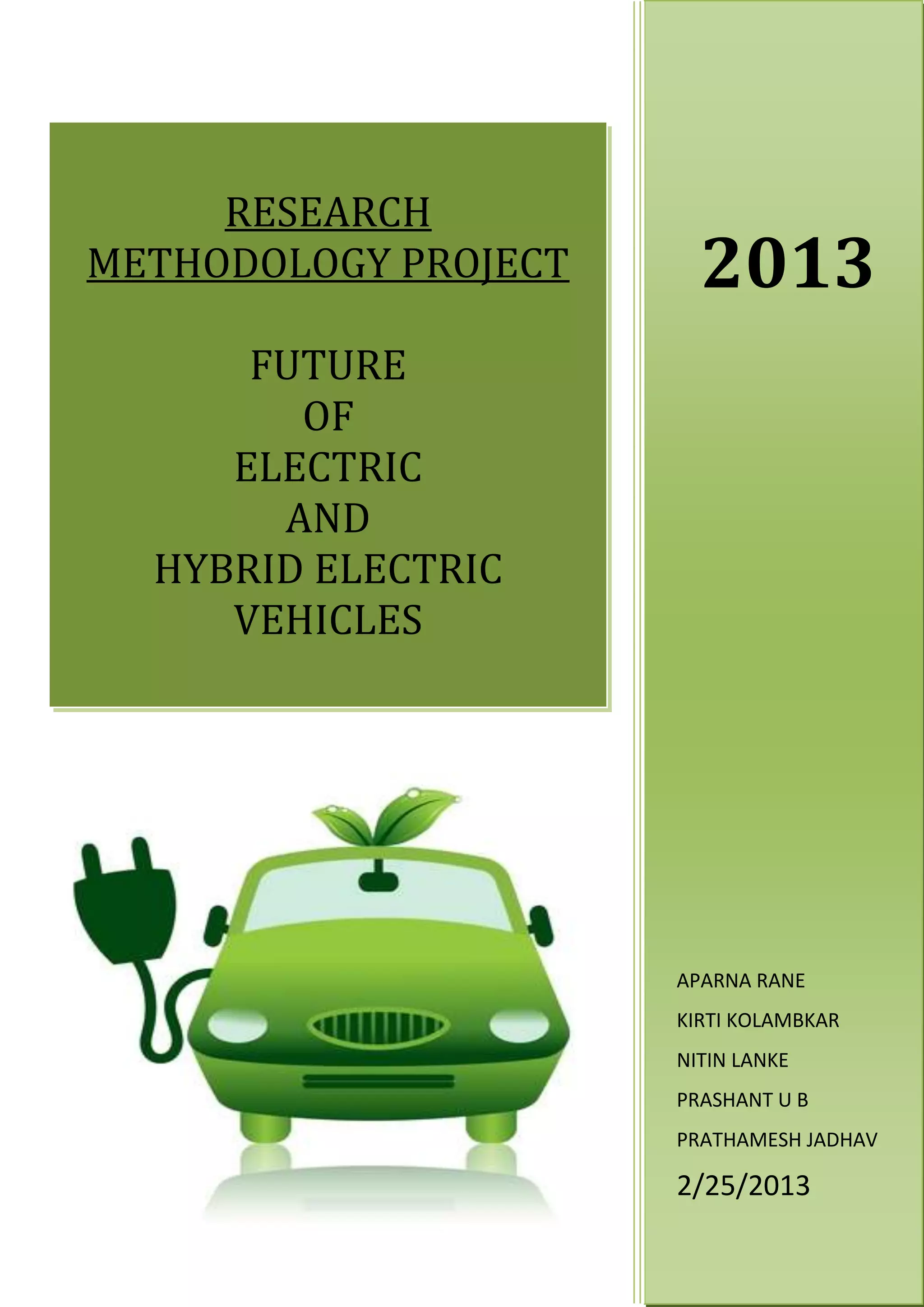 Project Report On Electric Vehicles | DOCX
