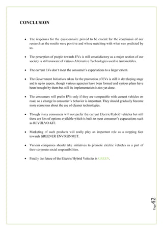 Project Report On Electric Vehicles | DOCX