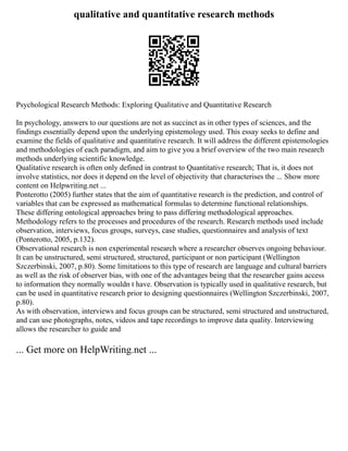Research Methodology Sample Paper An Exampl | PDF