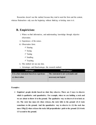 Research method rationalism and empiricism group | PDF