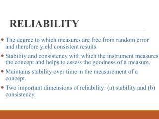 Research Methods.ppt Criterion for Good measurement. Goodness of ...