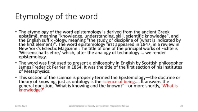 Epistemology and Learning for Researchers and Teachers | PPTX ...