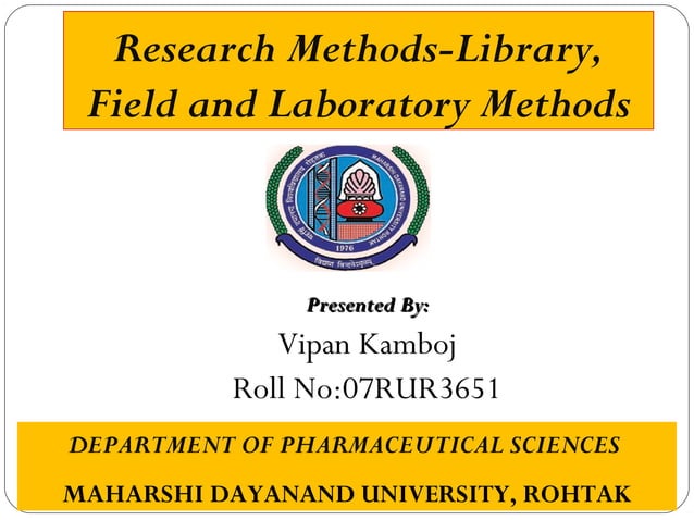 Research methods library, field and laboratory methods | PPT | Science