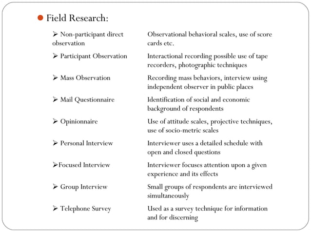 Research methods library, field and laboratory methods | PPT | Science