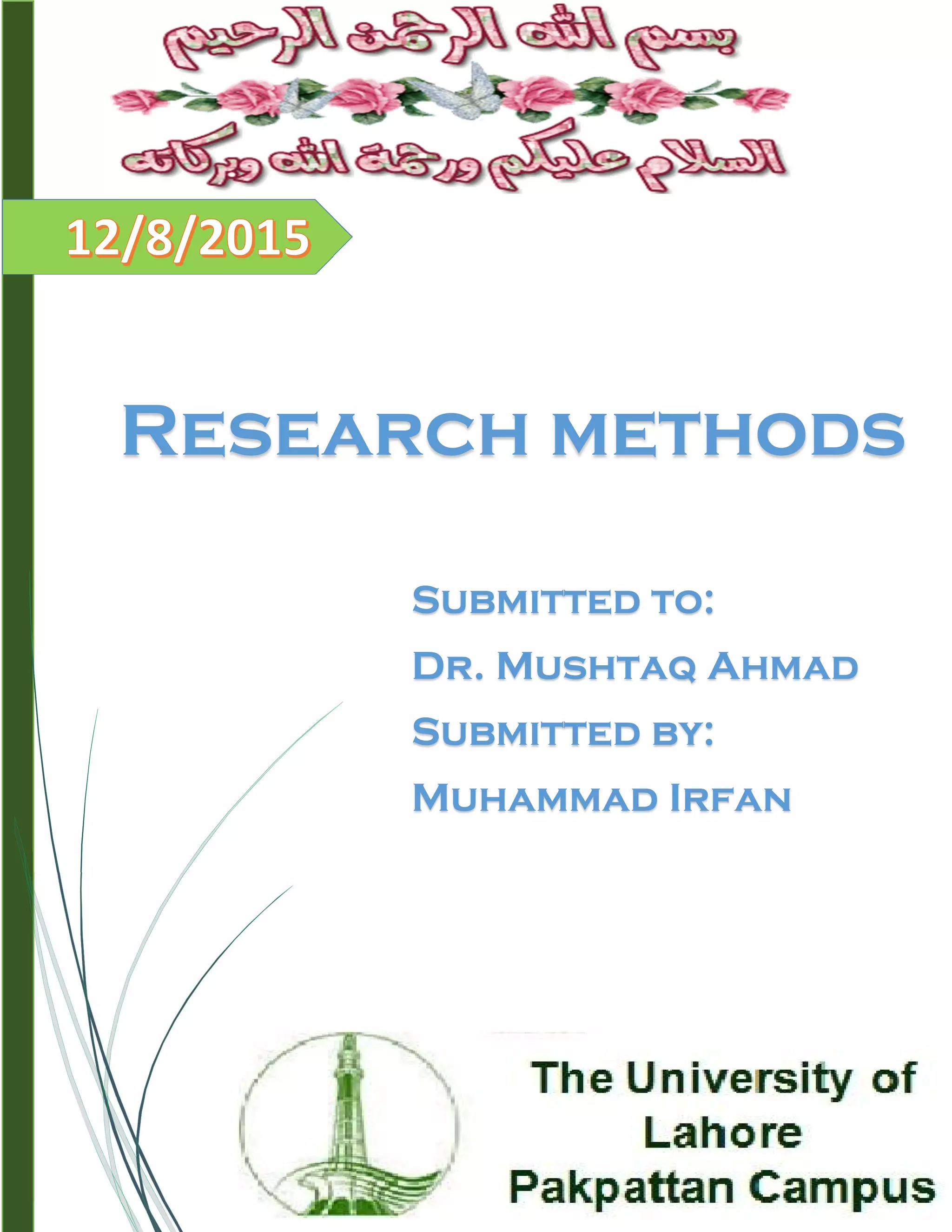 Research methods (arfan rai) assignment | PDF