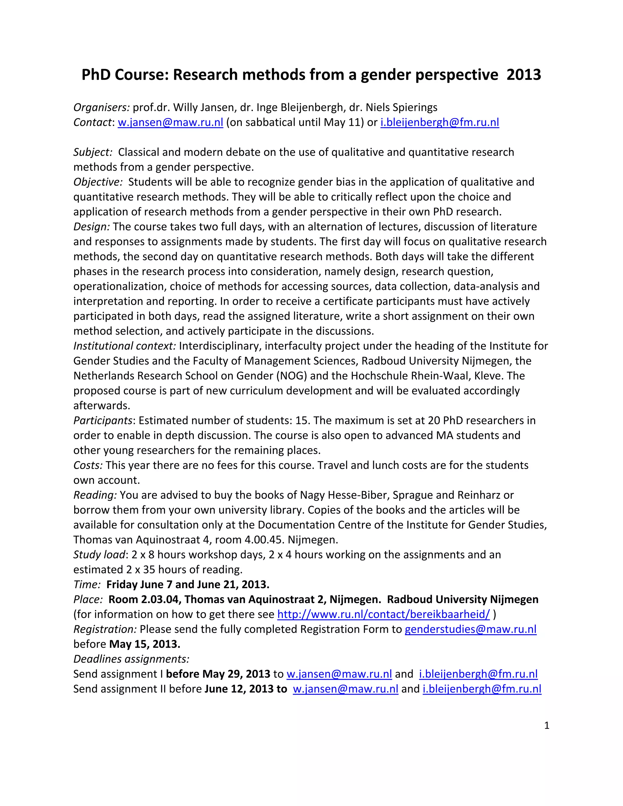 Research methods from_a_gender_perspectieve_-programme_def2 | PDF