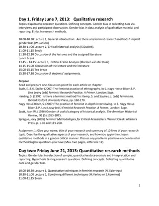 Research methods from_a_gender_perspectieve_-programme_def2 | PDF