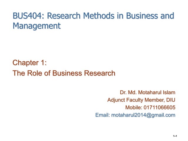 Research Methods in Business and Management,Lecture-1The Role of ...