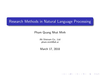 Research Methods in Natural Language Processing (2018 version) | PPT