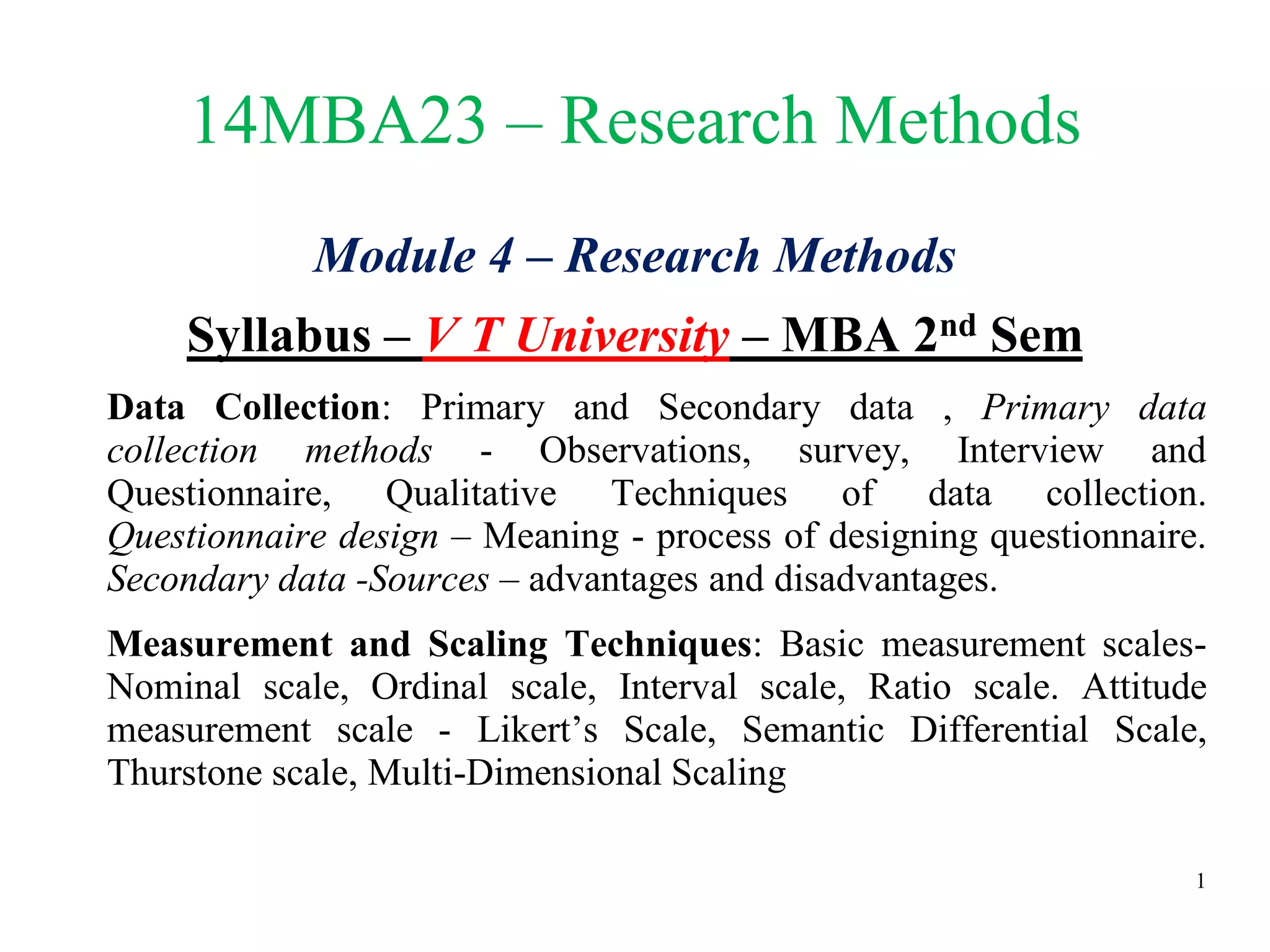 Research methods module 4 | PDF