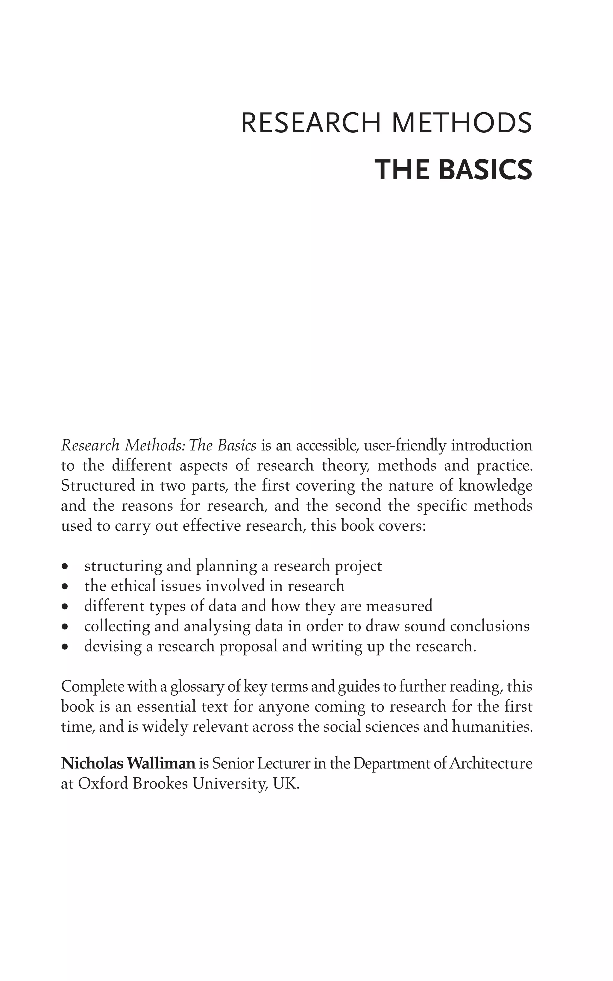 Research methods nicholas walliman | PDF