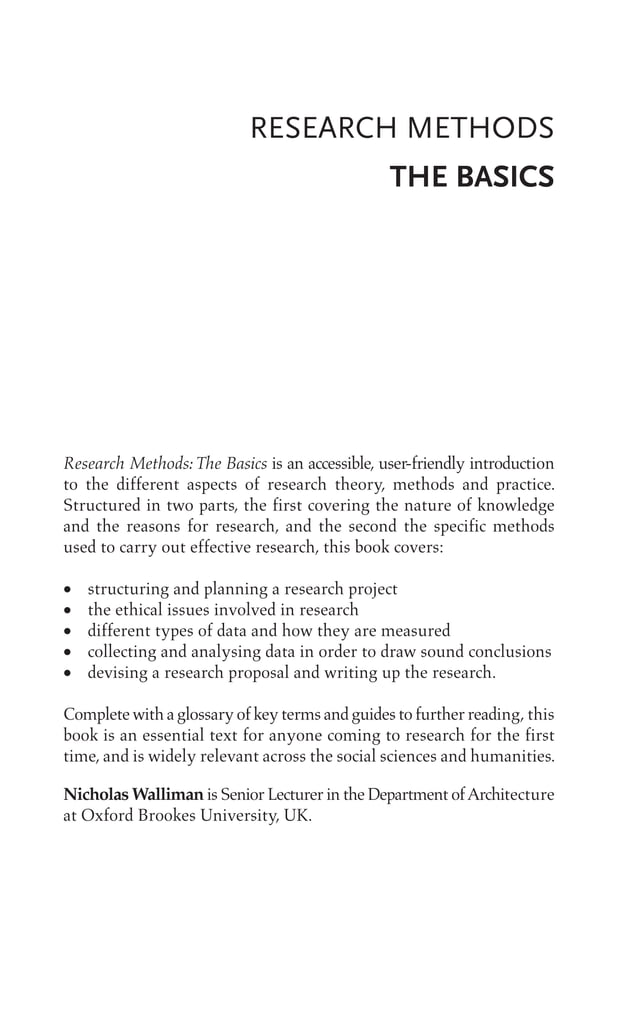 Research methods nicholas walliman | PDF