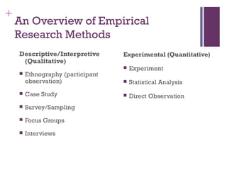 Research Methods: A Brief Introduction To Planning a Qualitative Study | PPT