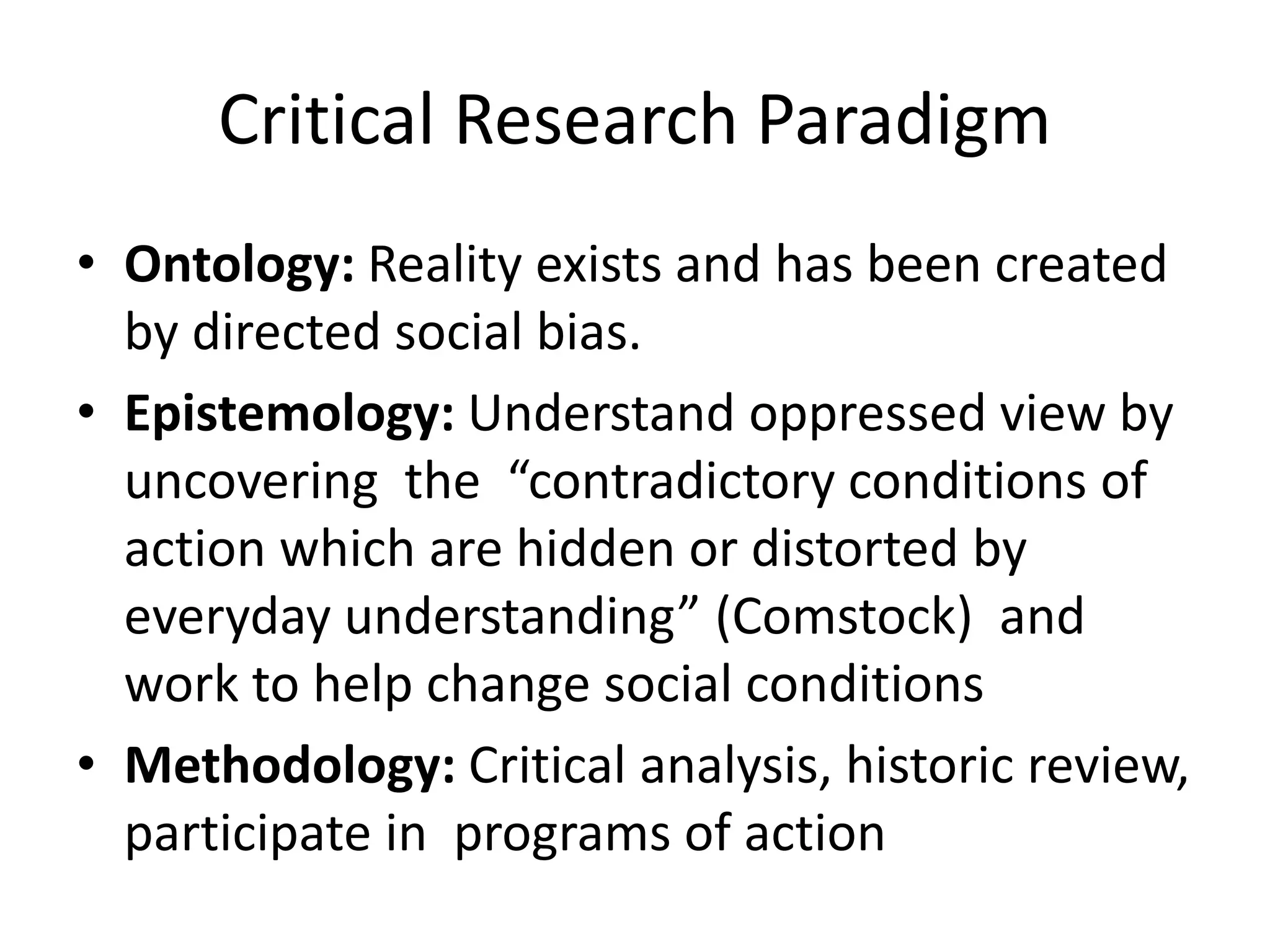 Research Paradigms:Ontology's, Epistemologies & Methods | PPT
