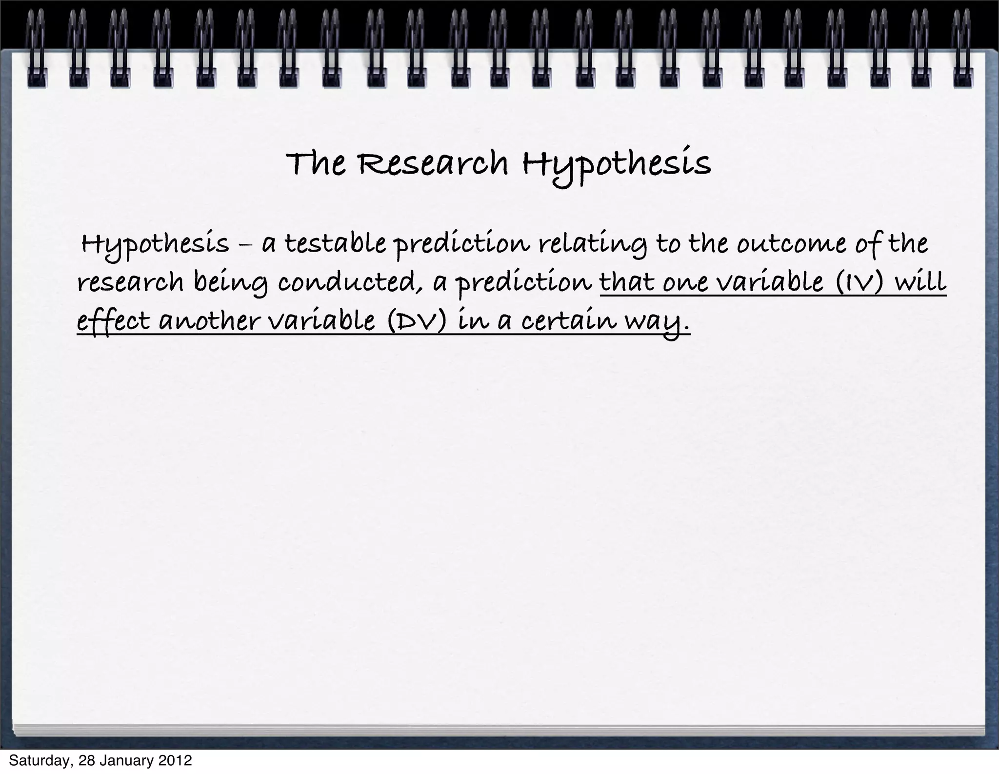 Research methods (variables & hypothesis) | PPT