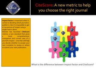 Research metrices (cite score) | PPT