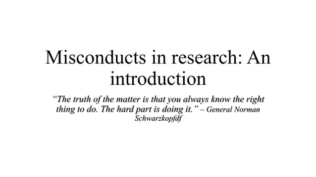 Research misconduct an introduction | PPTX | Chemistry | Science