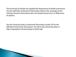 Research Misconduct Policy - University of Florida | PPT
